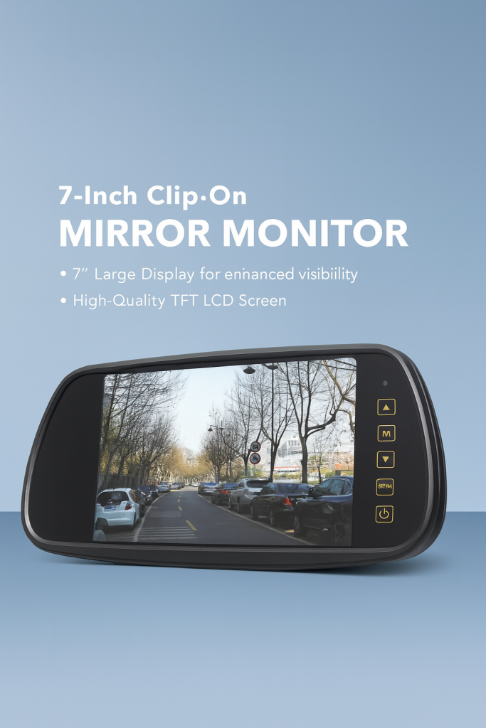 7-Inch Clip-On Mirror Monitor | AHD & CVBS Rearview Display for Vehicles